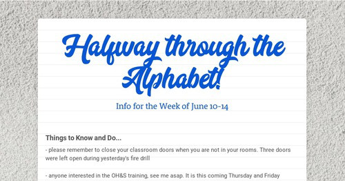 Halfway through the Alphabet! | Smore Newsletters