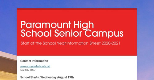 Paramount High School Senior Campus | Smore Newsletters