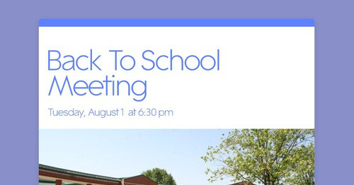 Back To School Meeting
