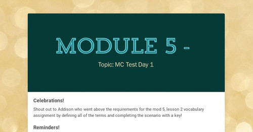 Module 5 - | Smore Newsletters Module 5 - | Smore Newsletters