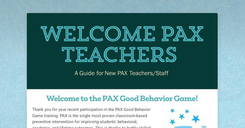 Welcome PAX Teachers | Smore Newsletters for Education