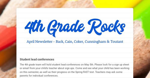 4th Grade Rocks | Smore Newsletters