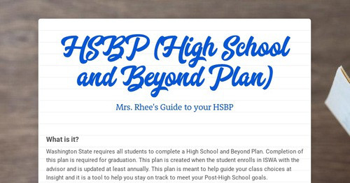 HSBP (High School and Beyond Plan) | Smore Newsletters