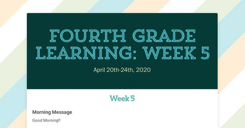 Fourth Grade Learning: Week 5 | Smore Newsletters
