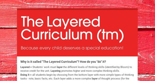 The Layered Curriculum (tm) | Smore Newsletters