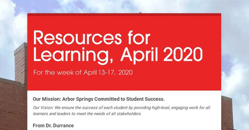 Resources for Learning, April 2020 | Smore Newsletters