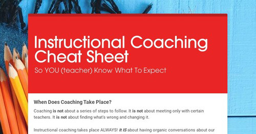 Instructional Coaching Cheat Sheet | Smore Newsletters
