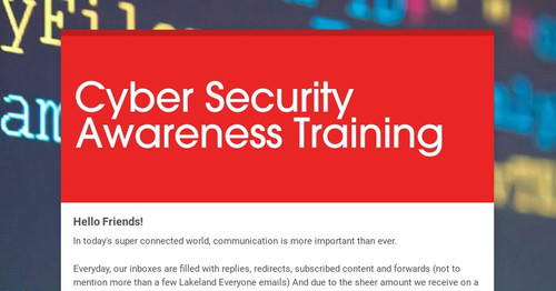 Cyber Security Awareness Training | Smore Newsletters for Education