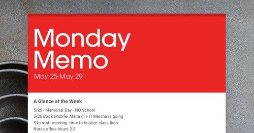 Monday Memo | Smore Newsletters