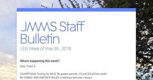 JMMS Staff Bulletin | Smore Newsletters