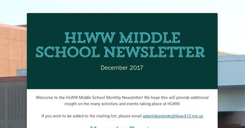 HLWW Middle School Newsletter | Smore Newsletters for Education