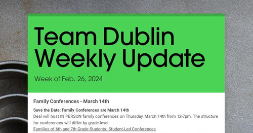 Team Dublin Weekly Update | Smore Newsletters