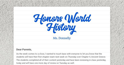 Honors World History | Smore Newsletters for Education