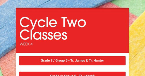 Cycle Two Classes | Smore Newsletters