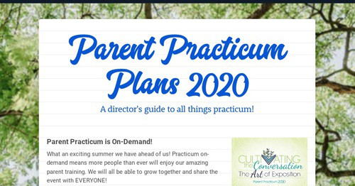 Parent Practicum Plans 2020 | Smore Newsletters