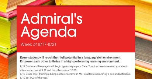 Admiral's Agenda | Smore Newsletters for Education