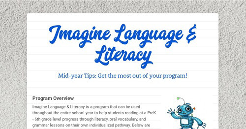 Imagine Language & Literacy | Smore Newsletters