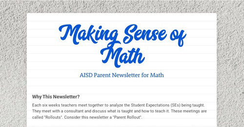 Making Sense of Math | Smore Newsletters for Education