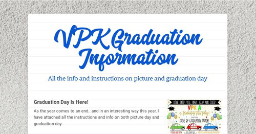 VPK Graduation Information | Smore Newsletters for Education