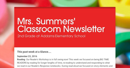 Mrs. Summers' Classroom Newsletter | Smore Newsletters