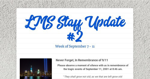 LMS Staff Update #2 | Smore Newsletters for Education