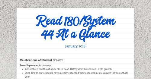 Read 180/System 44 At a Glance | Smore Newsletters for Education