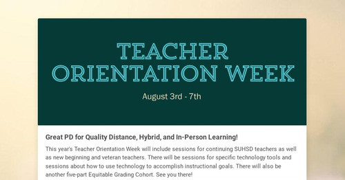 Teacher Orientation Week | Smore Newsletters for Education
