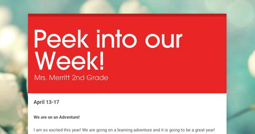Peek into our Week! | Smore Newsletters for Education