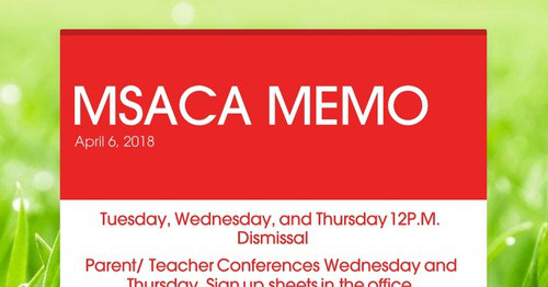 MSACA MEMO | Smore Newsletters for Education