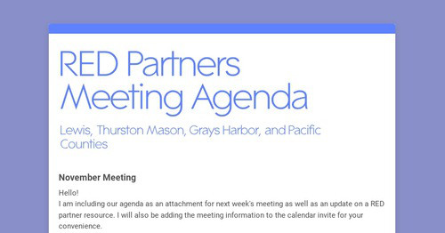 RED Partners Meeting Agenda | Smore Newsletters