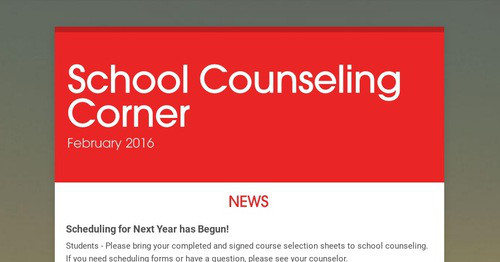 School Counseling Corner | Smore Newsletters