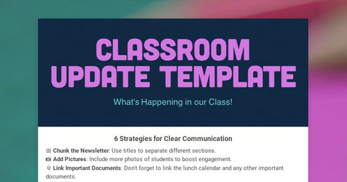 Classroom Update Template | Smore