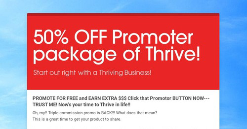 50% OFF Promoter package of Thrive! | Smore Newsletters