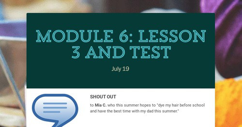 MODULE 6: Lesson 3 and Test | Smore Newsletters