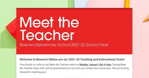 Meet the Teacher | Smore Newsletters