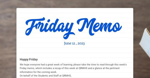 Friday Memo | Smore Newsletters for Education
