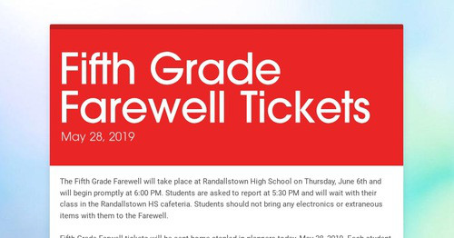 Fifth Grade Farewell Tickets | Smore Newsletters