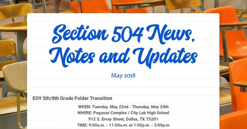 Section 504 News, Notes and Updates | Smore Newsletters for Education