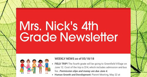 Mrs. Nick's 4th Grade Newsletter | Smore Newsletters