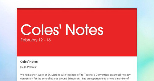 Coles' Notes | Smore Newsletters