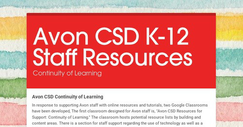 Avon CSD K-12 Staff Resources | Smore Newsletters for Education