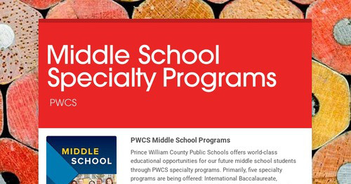 Middle School Specialty Programs | Smore Newsletters