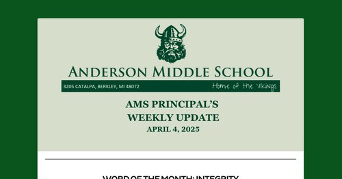 AMS Principal's Weekly Update | Smore Newsletters