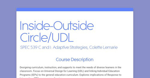 Inside-Outside Circle/UDL | Smore Newsletters for Education