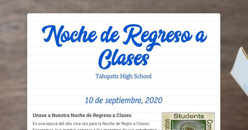 Noche de Regreso a Clases | Smore Newsletters