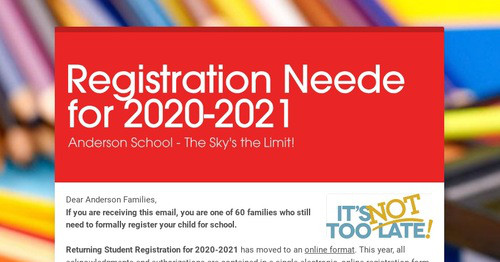 Registration Neede for 2020-2021