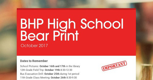 BHP High School Bear Print | Smore Newsletters for Education