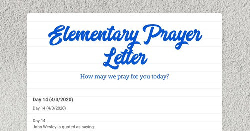 Elementary Prayer Letter | Smore Newsletters
