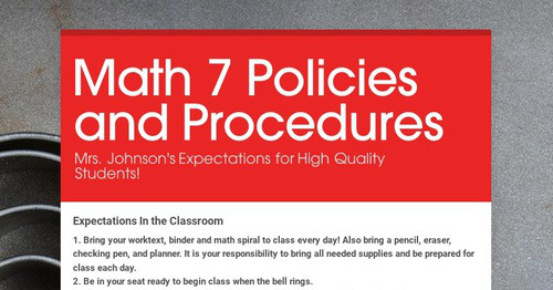 Math 7 Policies and Procedures | Smore Newsletters