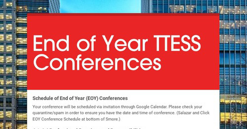 End of Year TTESS Conferences | Smore Newsletters